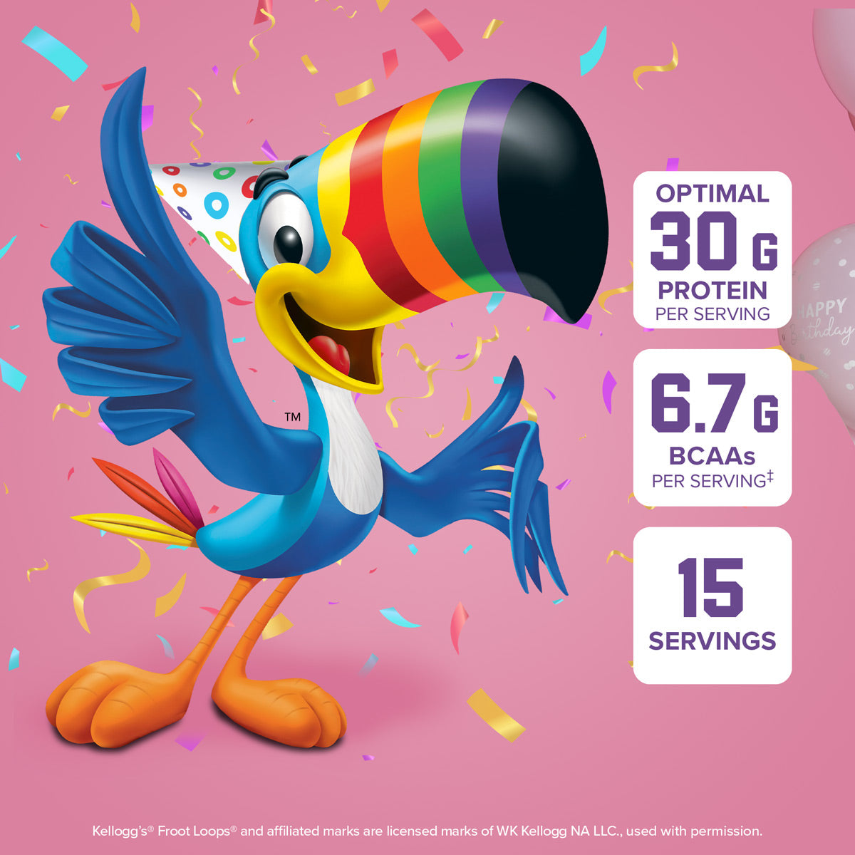 100% Whey Protein Plus Kellogg's Froot Loops Birthday Cake - Kellogg's ...