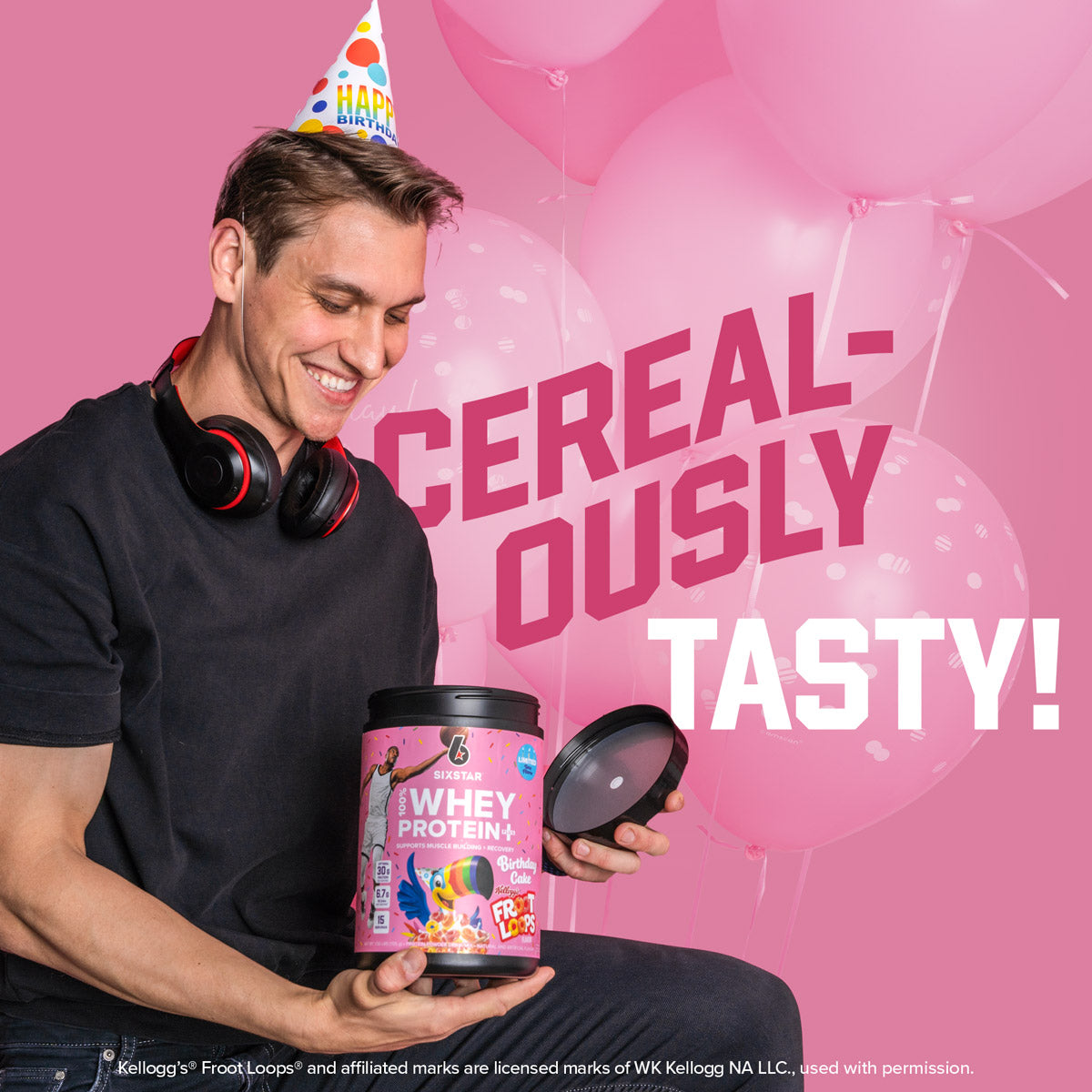 100% Whey Protein Plus Kellogg's Froot Loops Birthday Cake - Kellogg's ...